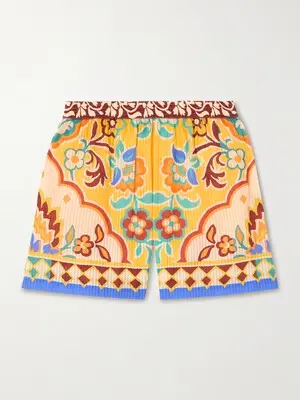 Etro Printed Cotton And Silk-blend Shorts