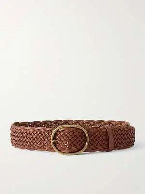 Dragon Diffusion Woven Leather Belt - Tan