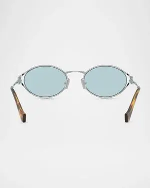 Miu Miu Mu 52ys Metal Oval Sunglasses - Silver