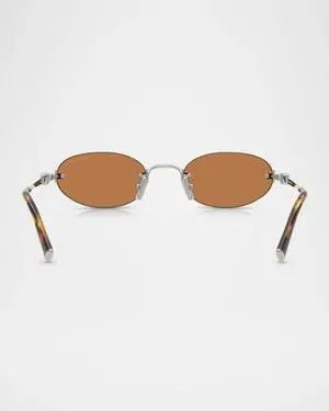 Miu Miu Rimless Oval Sunglasses - Silver