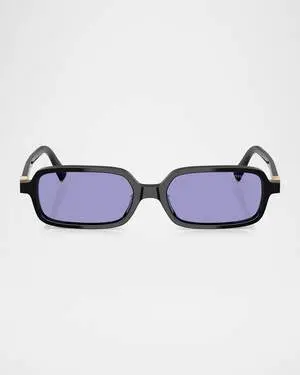 Miu Miu Acetate Rectangular Sunglasses Black