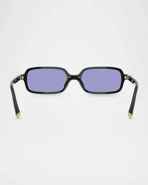Miu Miu Acetate Rectangular Sunglasses - Black/blue