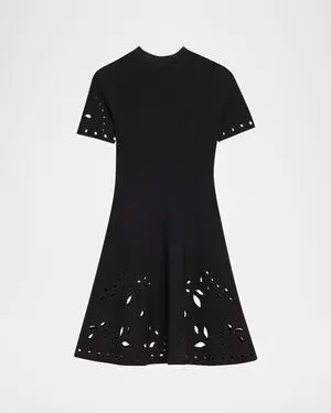 Ulla Johnson Fania Eyelet Knit Mini Dress - Noir
