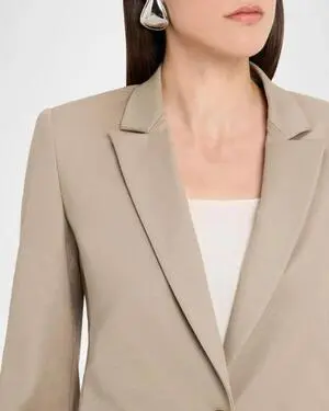 Emporio Armani Cotton-blend Single-button Blazer - Sand
