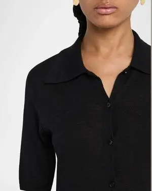 BY MALENE BIRGER Knit Wool-silk Blouse - Black