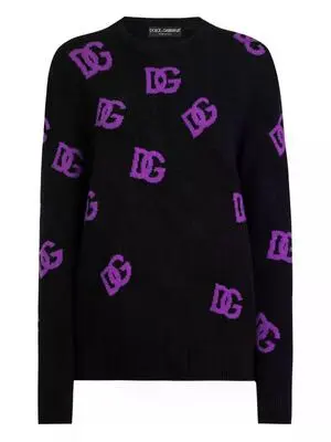 Dolce & Gabbana Dna Wool Dg-logo Sweater - Black