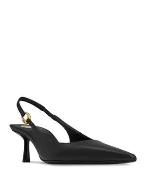 Saint Laurent Vendome Flared Stiletto Mid-heel Slingback Pumps