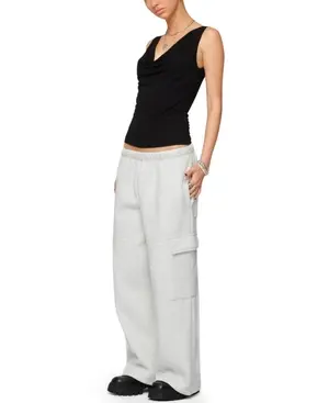 EDIKTED Wide Leg Cargo Sweatpants - Light-gray