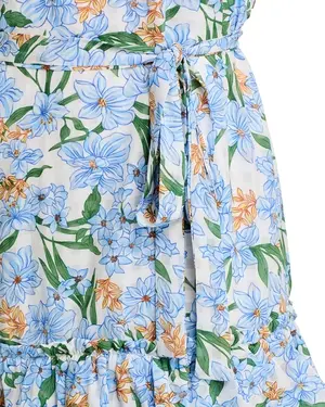 Aqua Floral Ruffle Mini Dress