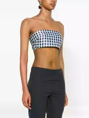 SELF-PORTRAIT Gingham-check Strapless Top