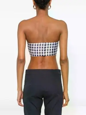 SELF-PORTRAIT Gingham-check Strapless Top