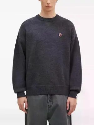 A BATHING APE Logo-appliqué Crew-neck Sweater - Grey