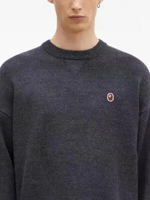A BATHING APE Logo-appliqué Crew-neck Sweater - Grey