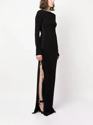 Saint Laurent Side-slit Wool Maxi Dress