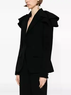 SAIID KOBEISY Ruffled Blazer - Black