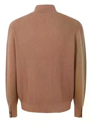 Paul Smith Ribbed Zip-neck Sweater - Brown