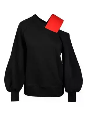 IOANA CIOLACU Sweatshirt With One-shoulder And Balloon Sleeves - Black