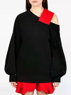 IOANA CIOLACU Sweatshirt With One-shoulder And Balloon Sleeves - Black