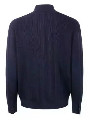 Paul Smith Ribbed Zip-neck Sweater - Blue