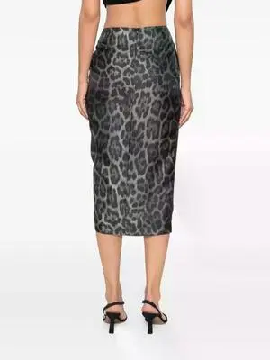 Stella McCartney Leopard Print Asymmetric Skirt - Grey