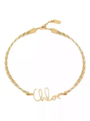 Chloé Plage Braided-cord Logo Necklace - Neutrals