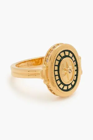 Zimmermann Tone, Enamel, And Crystal Ring - Gold
