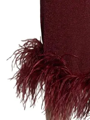 Oseree Feather-trimmed Sparkle Midi Dress