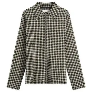 JIL SANDER Wool Check Zip Through - Dark Grey