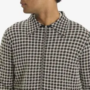 JIL SANDER Wool Check Zip Through - Dark Grey