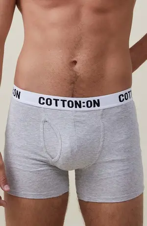 COTTON ON Organic Cotton Trunks - Light Grey Marle White Black