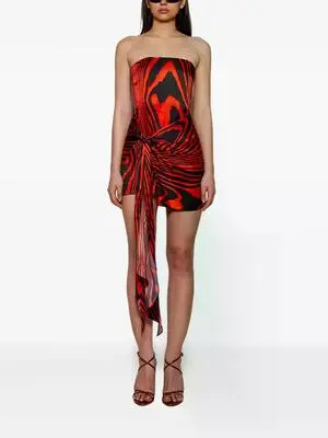 David Koma Zebra-print Tie-detail Minidress - Red