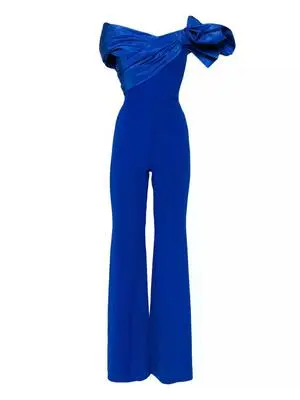 SAIID KOBEISY Draped Bow Jumpsuit - Blue