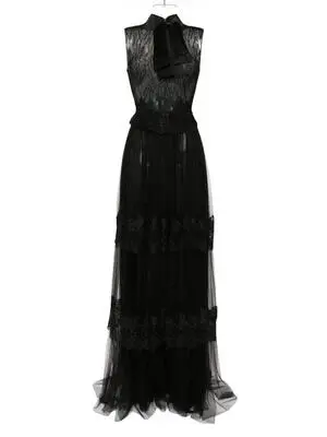 SAIID KOBEISY Lace Sleeveless Dress - Black