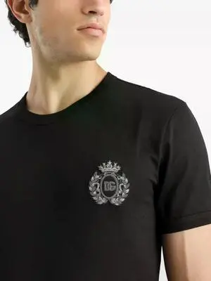 Dolce & Gabbana Cotton T-shirt With Heraldic Patch - Black
