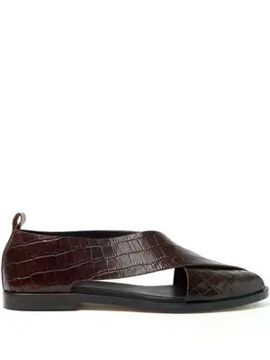 SCAROSSO Eros Crocodile-effect Sandals - Brown