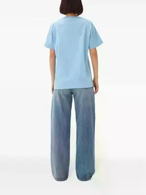 GANNI Graphic Print Organic Cotton T-shirt - Blue