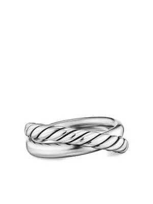David Yurman Sterling Crossover Ring With Twisted Rope Band