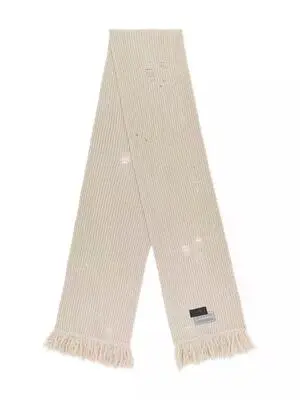 MAISON MARGIELA Ribbed Frayed-edge Scarf - Neutrals