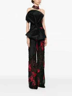 SAIID KOBEISY Strapless Embroidered Jumpsuit With Bow Detail