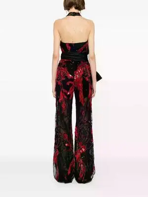 SAIID KOBEISY Strapless Embroidered Jumpsuit With Bow Detail