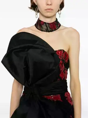 SAIID KOBEISY Strapless Embroidered Jumpsuit With Bow Detail