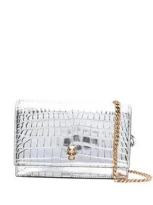 ALEXANDER MCQUEEN Skull-Embellished Crocodile-Effect Bag