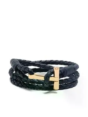 TOM FORD Braided Leather Bracelet - Blue