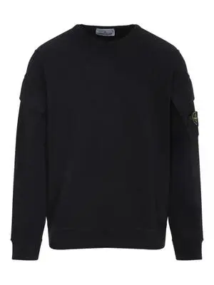 Stone Island Pocket-detail Crew Neck Sweatshirt - Black