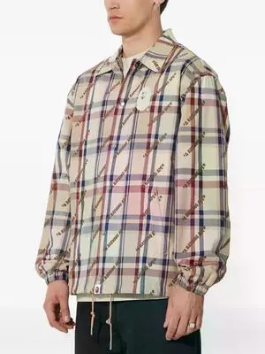 A BATHING APE Plaid Jacket With Logo Plaque