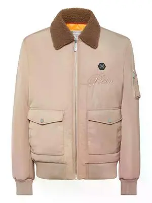 Philipp Plein Shearling-collar Bomber Jacket - Neutrals