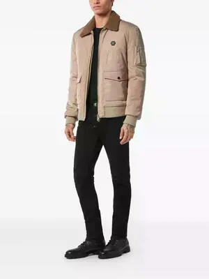 Philipp Plein Shearling-collar Bomber Jacket - Neutrals