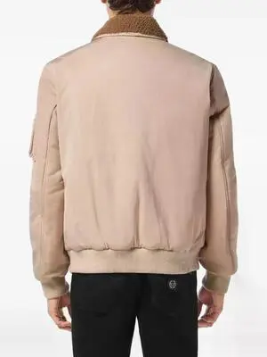 Philipp Plein Shearling-collar Bomber Jacket - Neutrals