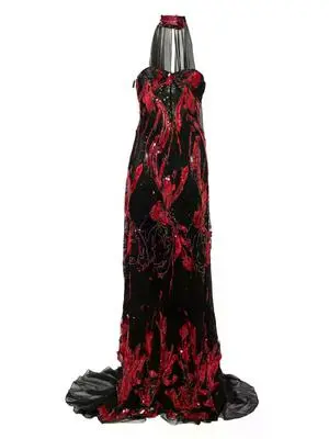 SAIID KOBEISY Embroidered Maxi Dress - Red