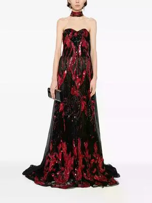SAIID KOBEISY Embroidered Maxi Dress - Red